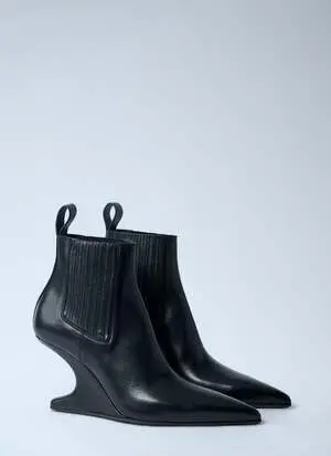 Rick Owens Leather Wedge Ankle Boots