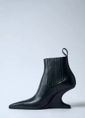 Rick Owens Leather Wedge Ankle Boots