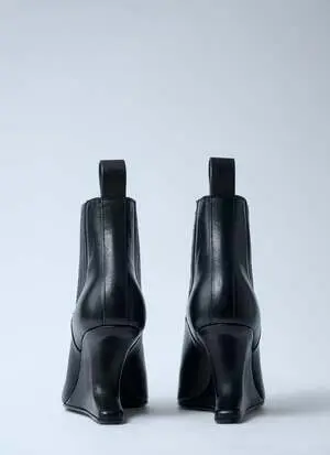 Rick Owens Leather Wedge Ankle Boots