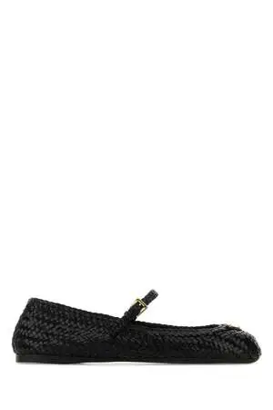 Prada Woven Leather Ballerinas - Black