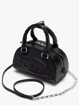 DIESEL® 1dr Dome Python Leather Crossbody Bag - Black