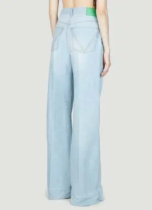 Bottega Veneta Wide Leg Jeans In Light Wash - Blue