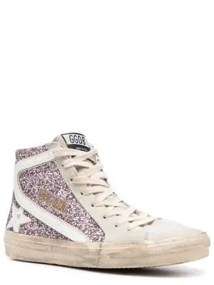 GOLDEN GOOSE Glitter High Top Sneakers With Side Zip