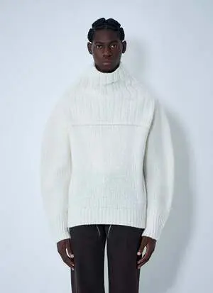 Dries Van Noten Highneck Wool Sweater With Contrast Stitching