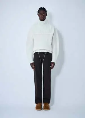 Dries Van Noten Highneck Wool Sweater With Contrast Stitching