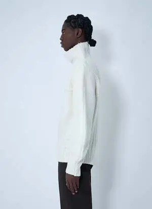 Dries Van Noten Highneck Wool Sweater With Contrast Stitching