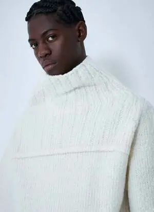 Dries Van Noten Highneck Wool Sweater With Contrast Stitching