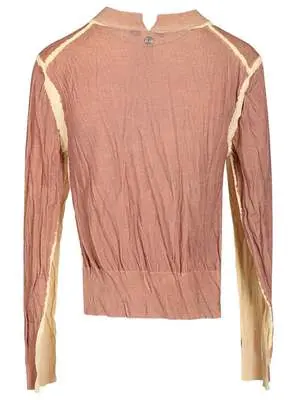 Acne Studios Long Sleeve Crumpled V-neck Sweater With Button Detail