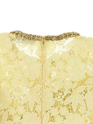 SELF-PORTRAIT Lace Crewneck Top With Pearl And Crystal Embellishment
