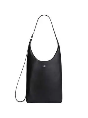 COURREGES Large Melt Tote Bag With Logo Plaque - Black