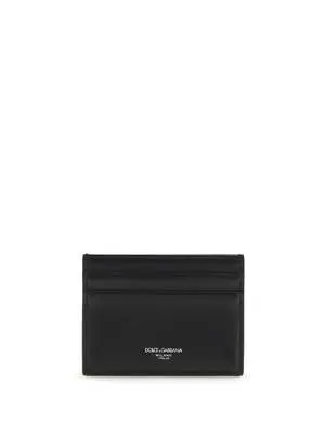 Dolce & Gabbana Calfskin Plongé Cardholder With Woven Detail - Black