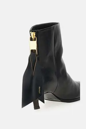 Sacai Leather Ankle Boots With Kitten Heel And Zip Detail - Multicolor