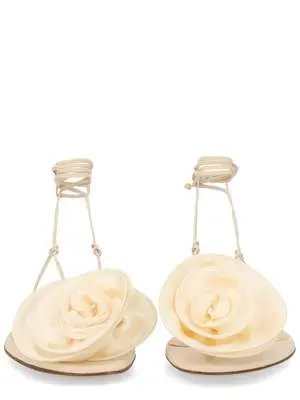 Magda Butrym Sandal With Silk Flower - Cream
