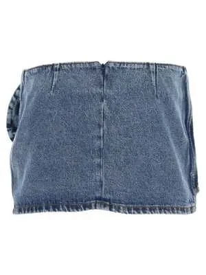 Magda Butrym Denim Mini Skirt With Rose Detail - Blue