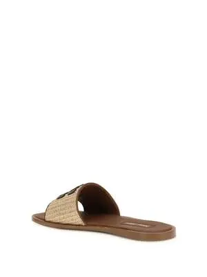 Miu Miu Raffia Logo Slide Sandals