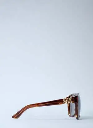 Miu Miu Square Sunglasses With Logo Hinges