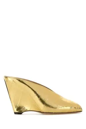 FERRAGAMO Alicia 95 Eel Leather Mules - Gold