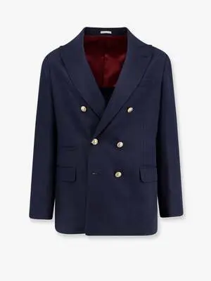 Brunello Cucinelli Silk And Linen Blazer - Blue