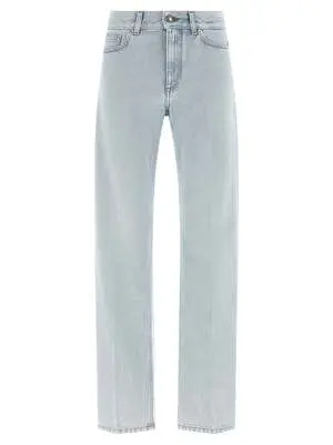 Givenchy Straight Leg Jeans With Suede Logo Tag - Blue