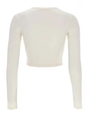 JIL SANDER Cropped Long Sleeve Top With Logo - White