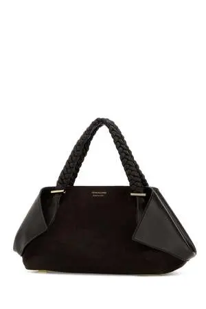 FERRAGAMO Dark Suede Handbag With Braided Handle