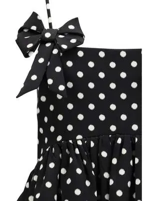 GANNI Polka-dot Satin Mini Dress With Bow Detail