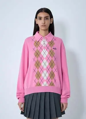 Miu Miu Wool Sweater With Logo Motif - Red