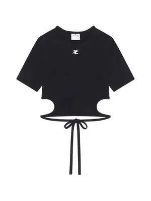 COURREGES Cotton Cut-out T-shirt - Black