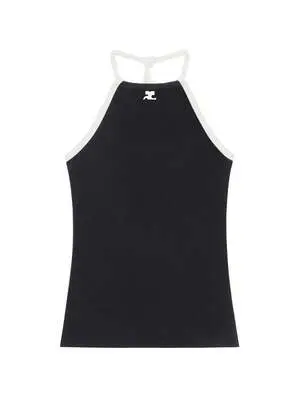 COURREGES Halter Neck Tank Top With Knot Closure - Black
