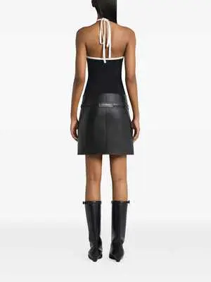 COURREGES Halter Neck Tank Top With Knot Closure - Black