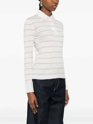 Max Mara Striped Ribbed Knit Polo - Multicolor