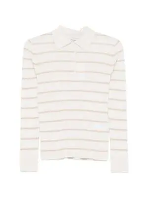 Max Mara MAX MARA Striped Ribbed Knit Polo Multicolor