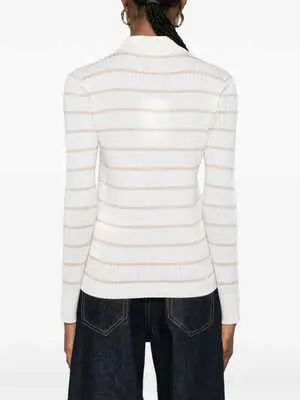Max Mara Striped Ribbed Knit Polo - Multicolor