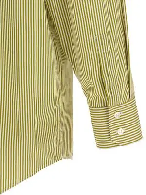 Saint Laurent Striped Cotton Poplin Shirt - Green