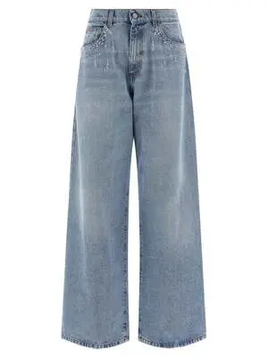Giuseppe Di Morabito Crystal Embellished Wide Leg Jeans - Blue