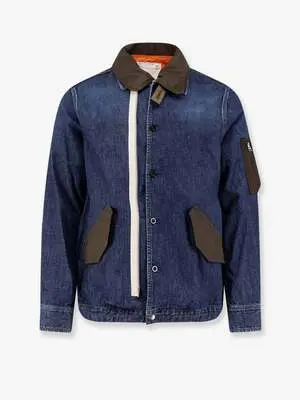 Sacai Denim Jacket With Nylon Inserts - Blue