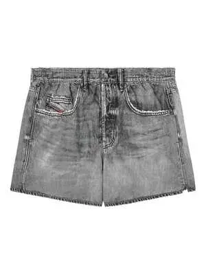 DIESEL® Denim Shorts With Appliqué Logo Detail - Gray