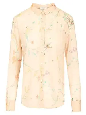 FORTE_FORTE Botanical Print Cotton Silk Blend Shirt