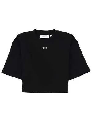 Off-White Cropped T-shirt With Logo - Black