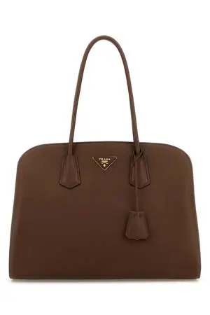 Prada Chocolate Leather Shopping Bag - Brown