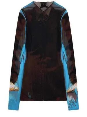 JEAN PAUL GAULTIER Printed Mesh Long Sleeve Top