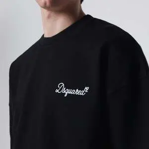 Dsquared2 Relaxed-fit Crewneck Sweatshirt With Embroidered Logo - Black