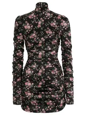 Dolce & Gabbana Ruched Floral Silk Dress