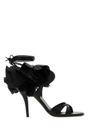 FERRAGAMO Salvatore Leather Estrella 95 Sandals - Black