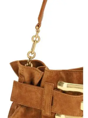 Balmain Suede Leather Anthem Mini Bag - Cream