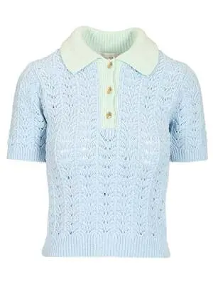 FORTE_FORTE Crochet Effect Polo Shirt