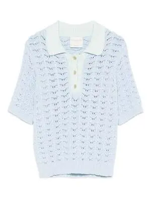 FORTE_FORTE Crochet Effect Polo Shirt