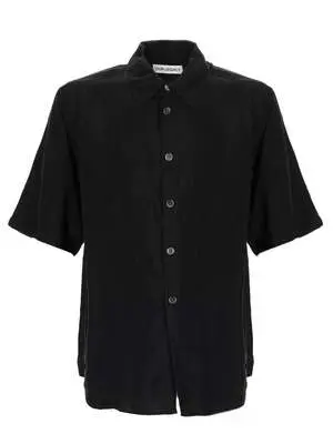 Our Legacy Camicia In Cupro Short Sleeve Shirt - Black