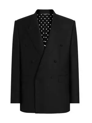 Dolce & Gabbana Double-breasted Jacket In Virgin Wool - Black