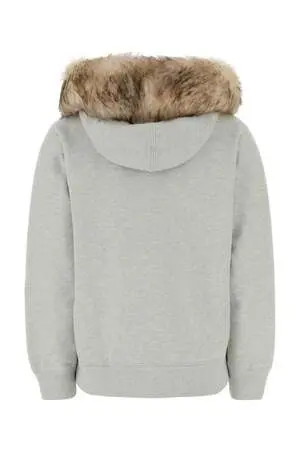 Prada Grey Cotton Hoodie With Fur Trim - Gray